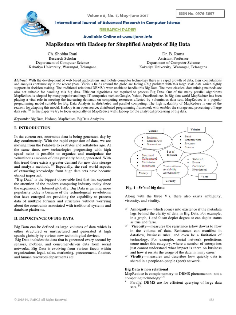 Mapreduce With Hadoop For Simplified Analysis of Big Data: Ch. Shobha Rani Dr. B. Rama | PDF ...