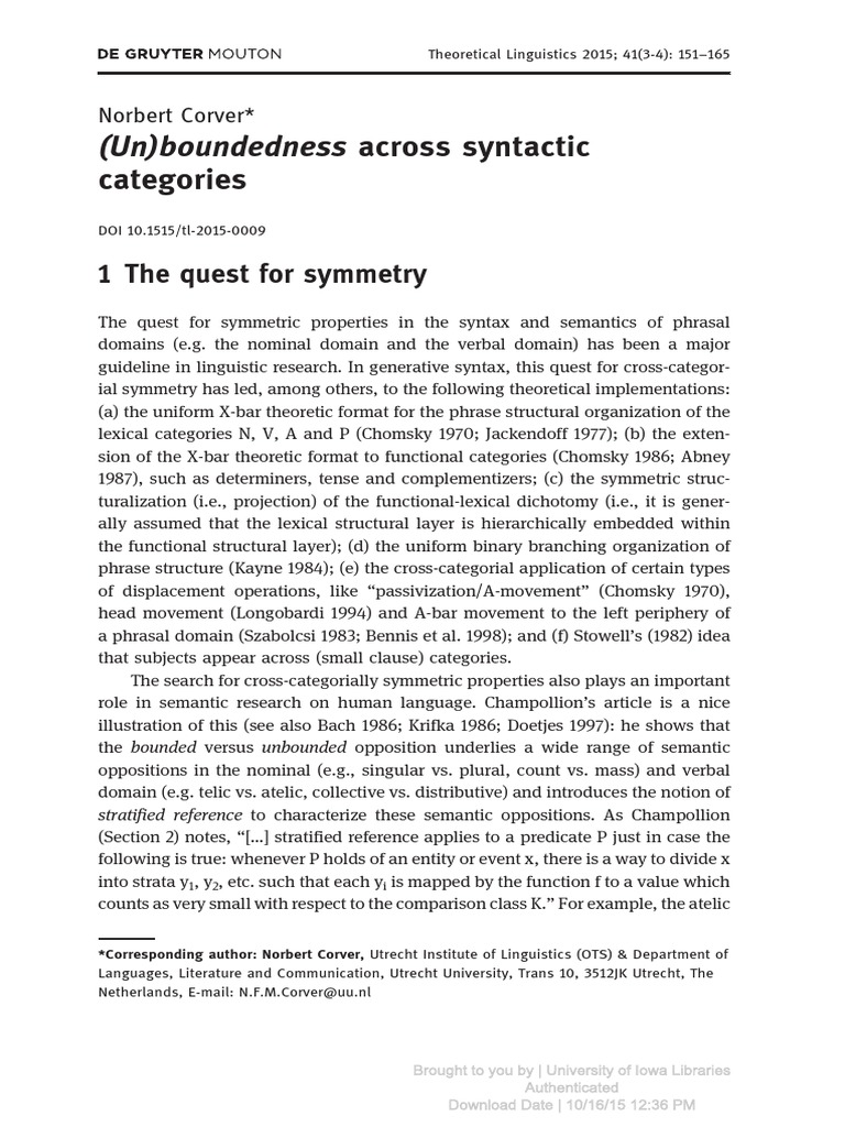 Bounded and Unbounded | PDF | Phrase | Preposition And Postposition