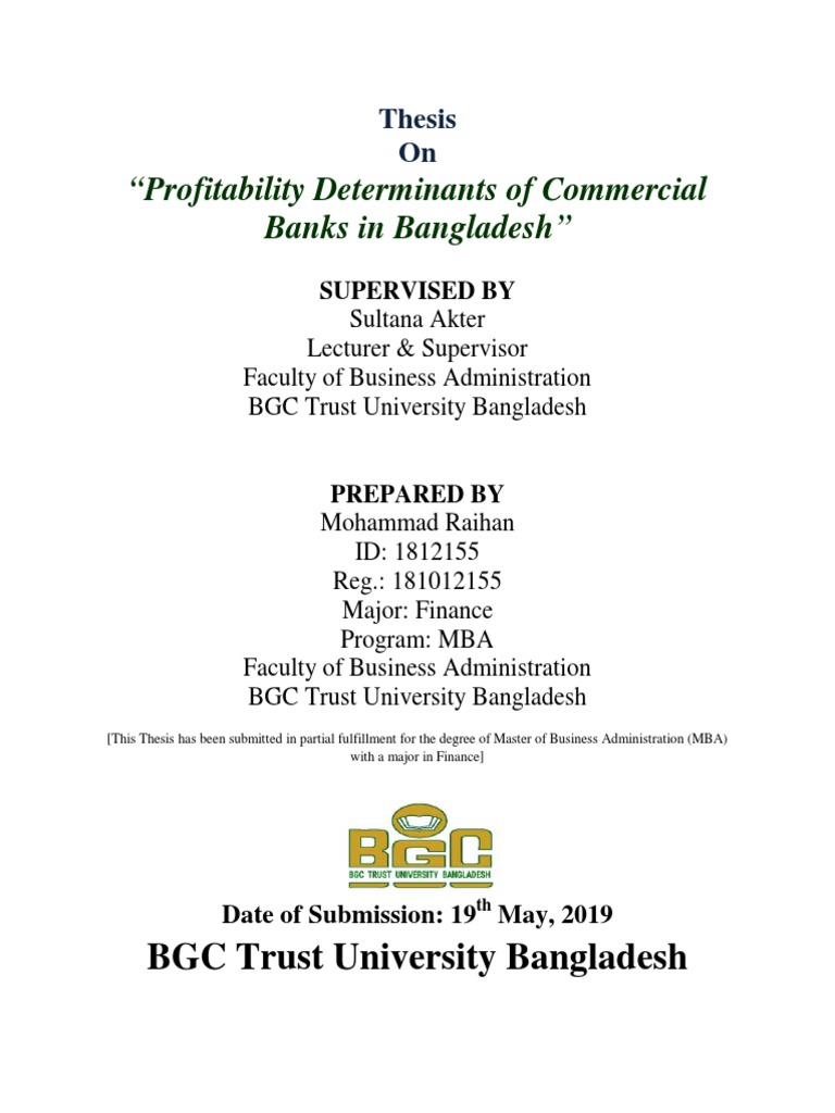 Cover Page | PDF | Return On Investment | Thesis