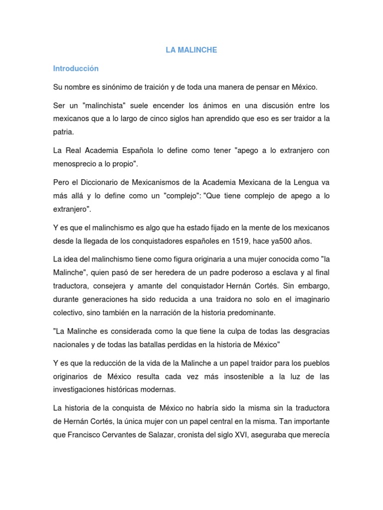 Ensayo La Malinche | PDF | Hernán Cortés | Conquistador