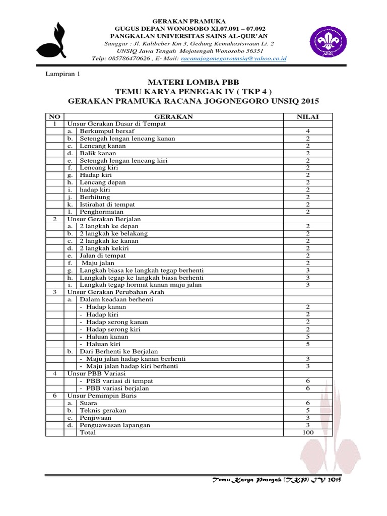 Materi Lomba PBB Pramuka | PDF