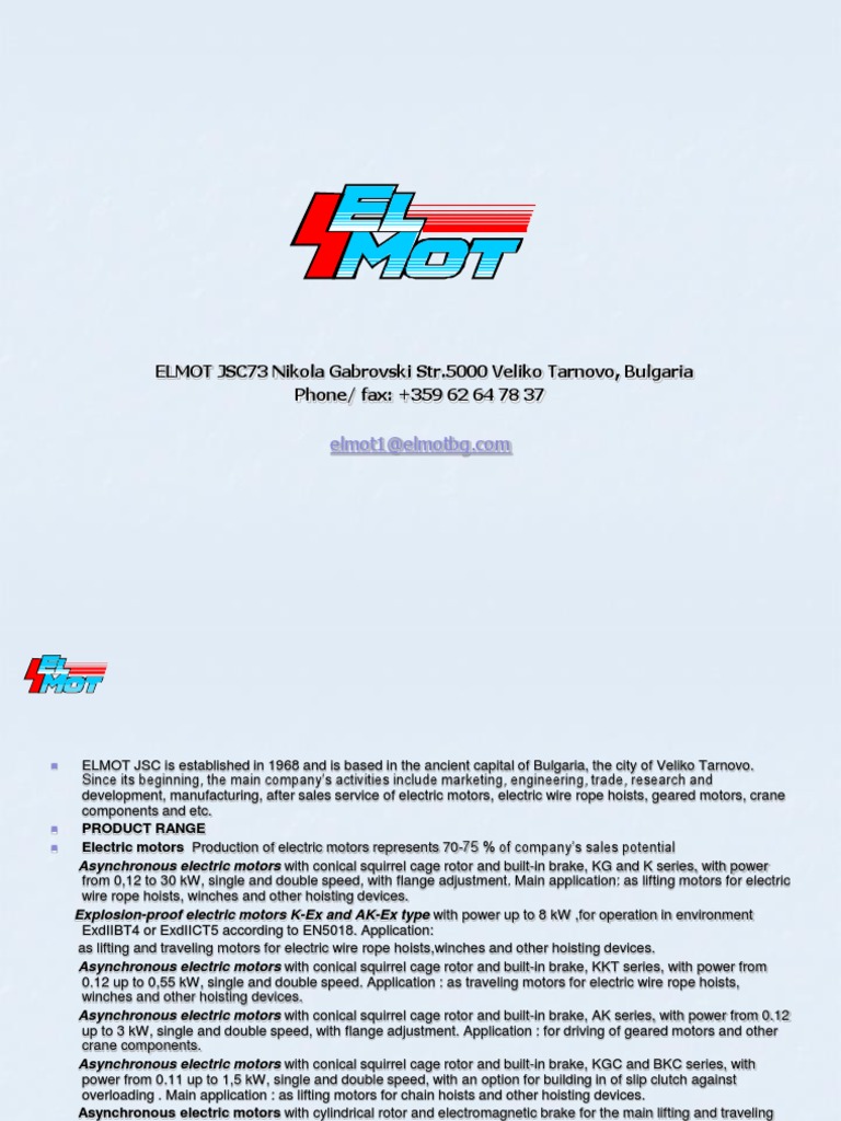 An Overview of ELMOT JSC: A Leading Bulgarian Manufacturer of Electric ...