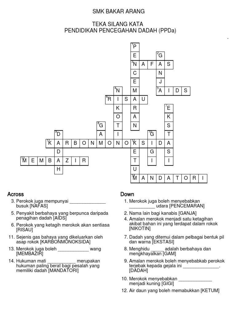 SMK Bakar Arang Kuiz Ppda 2018 | PDF