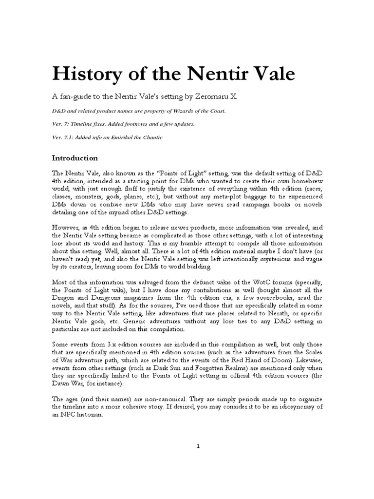 History of The Nentir Vale PDF | PDF | Dungeons & Dragons Campaign ...