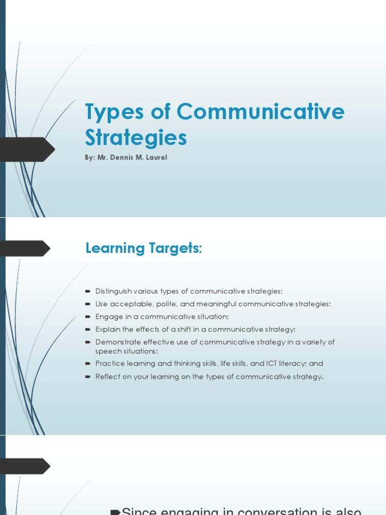 Types of Communicative Strategies | PDF | Conversation | Learning