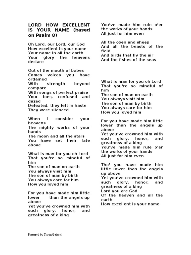 How Excellent Is Your Name | PDF | Religious Belief And Doctrine ...