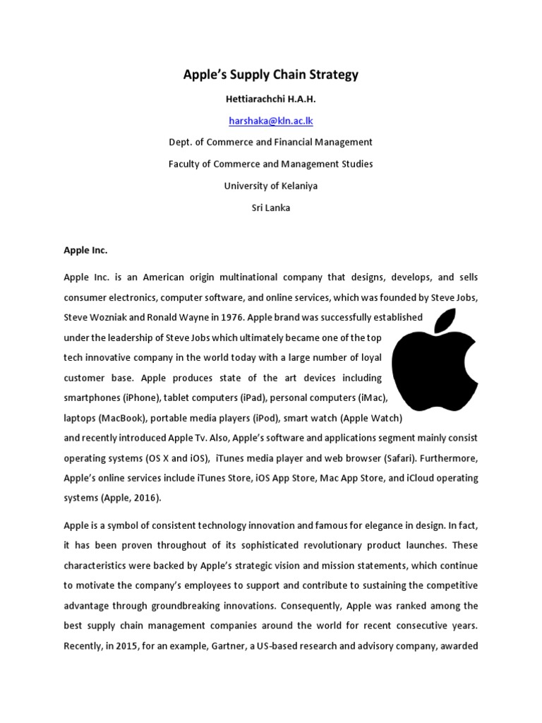 Apples Supply Chain Strategy PDF | PDF | Apple Inc. | Ios