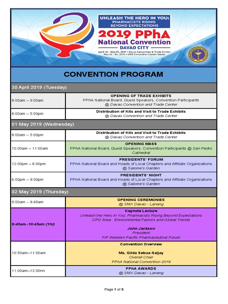 PPhA National Convention 2019 Agenda | PDF | Pharmacy | Health Care