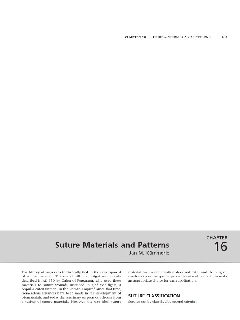 Suture Materials and Patterns Chapter | PDF | Surgical Suture | Surgery