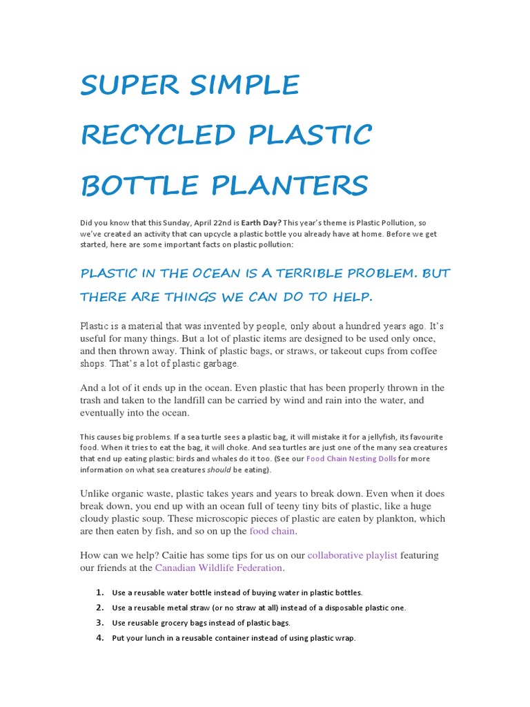 Super Simple Recycled Plastic Bottle Planters | PDF | Paint | Reuse