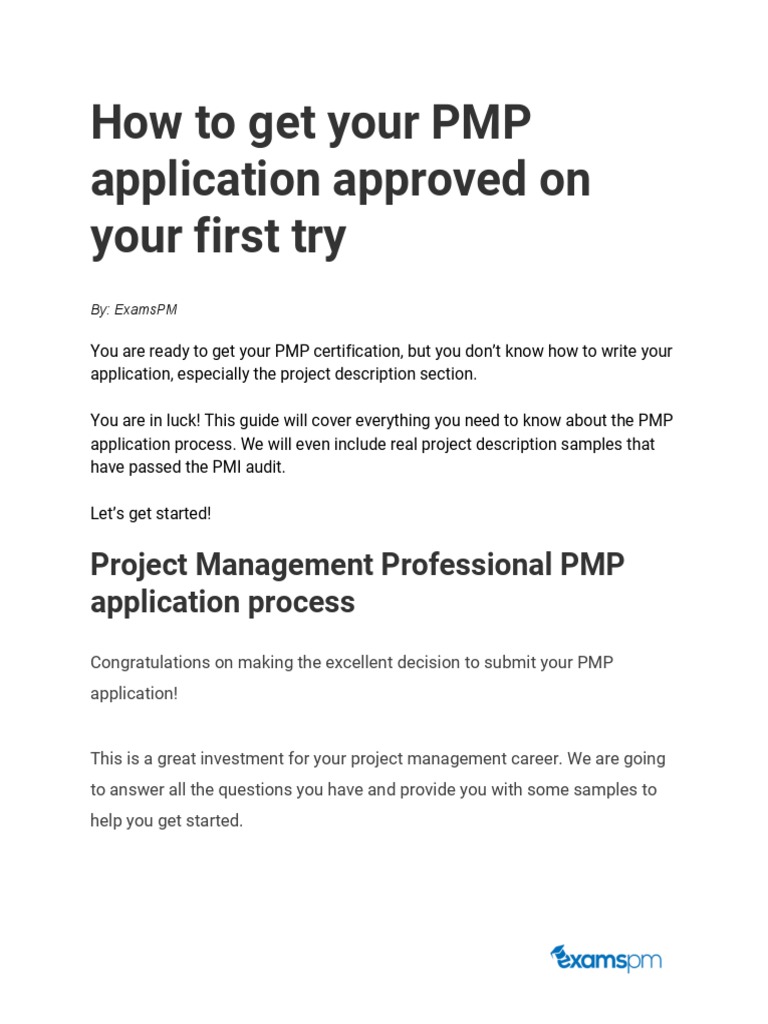 How To Get Your PMP Application Approved On Your First Try PDF | PDF ...