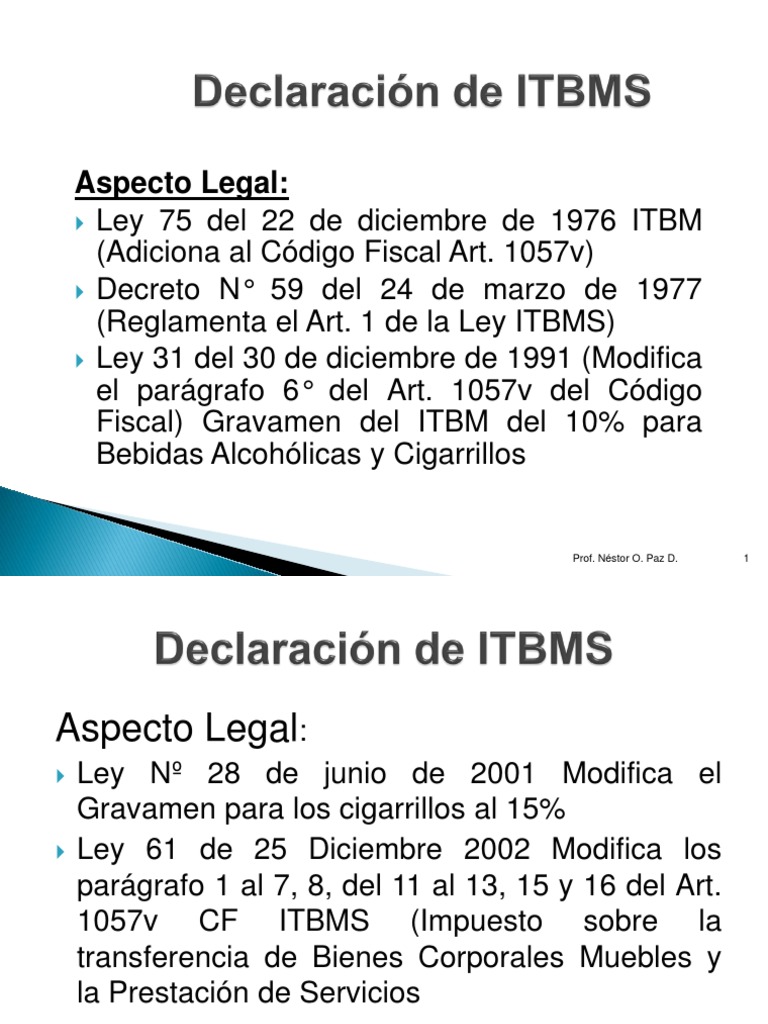 Aspectos Legales y Exenciones del ITBMS | PDF | Impuestos | Propiedad