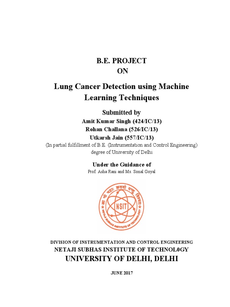 Lung Cancer Detection Using Machine Learning Techniques: B.E. Project ...
