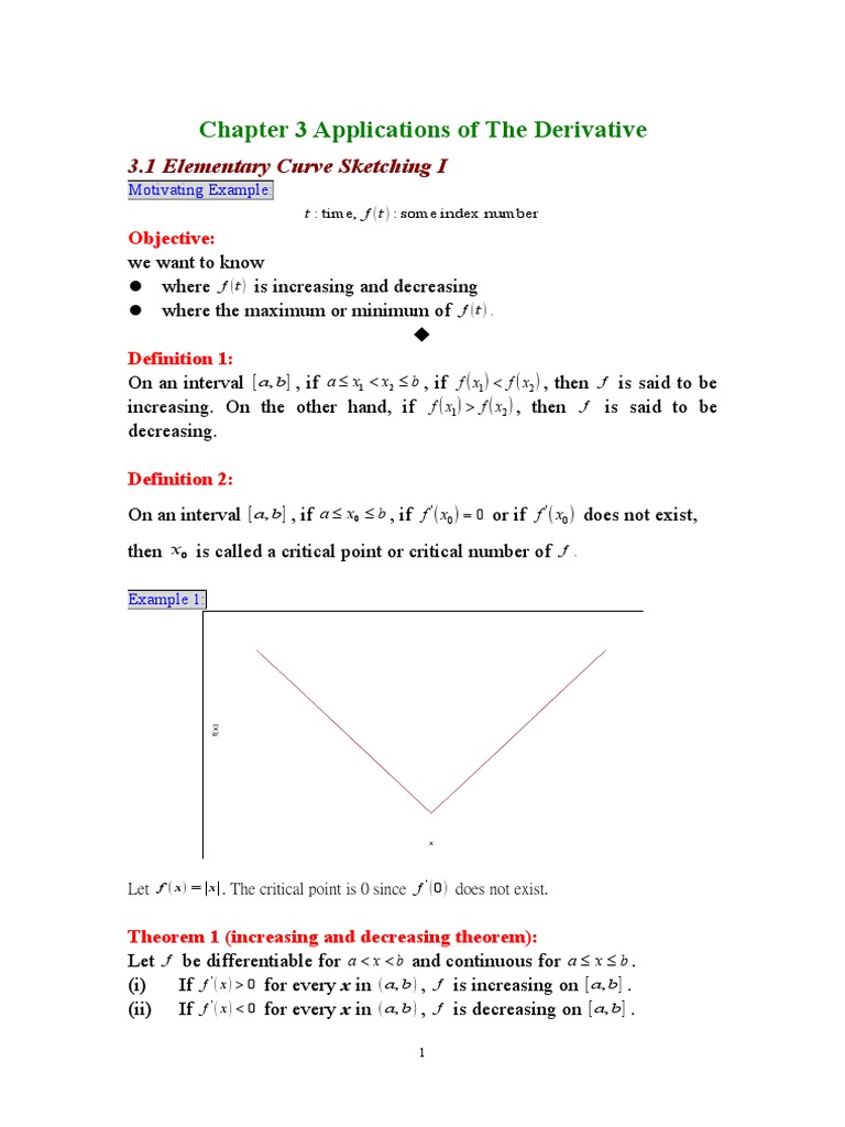 Applications of the Derivative Curve Sketching | PDF | Maxima And ...