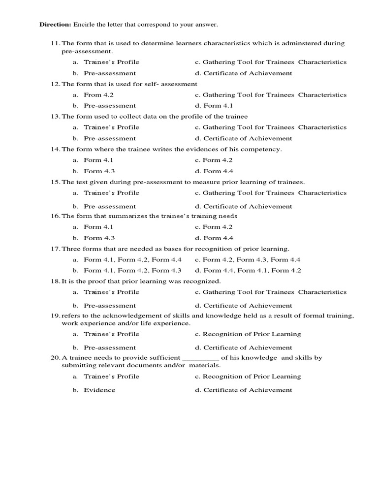 Recognition of Prior Learning Forms | PDF | Educational Assessment ...