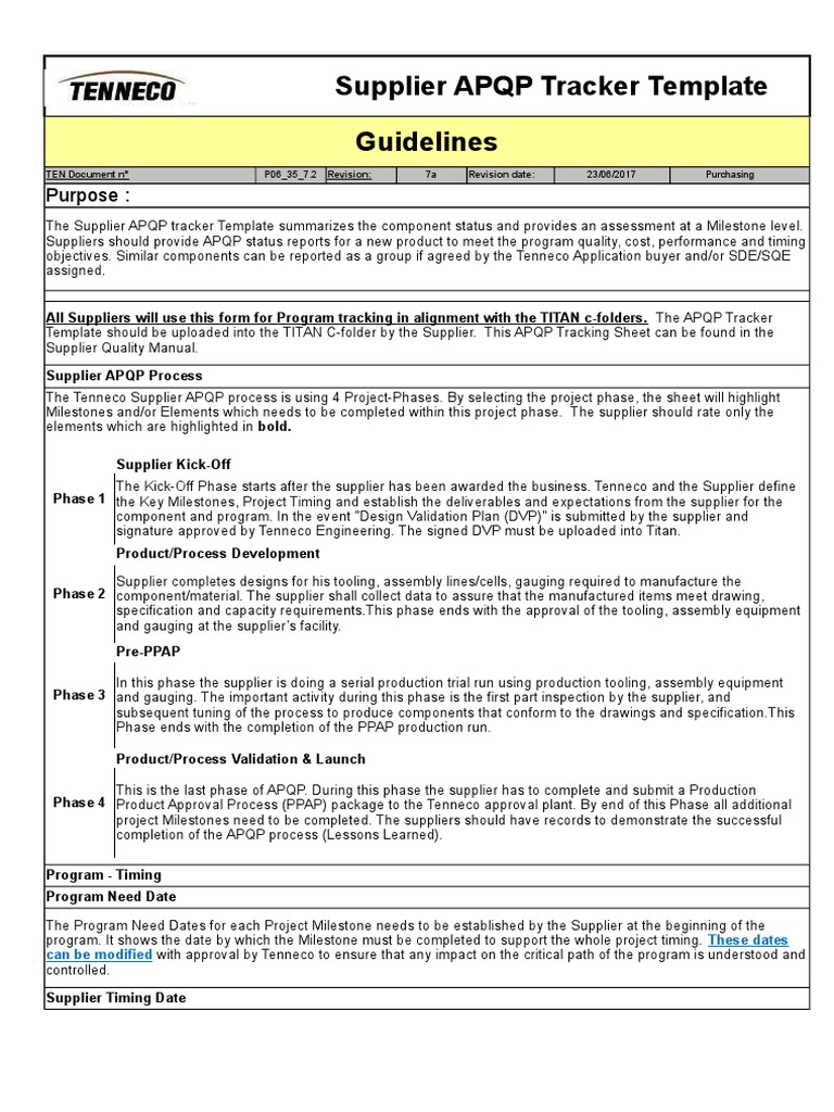 Apqp Tracker | PDF | Specification (Technical Standard) | Verification And Validation