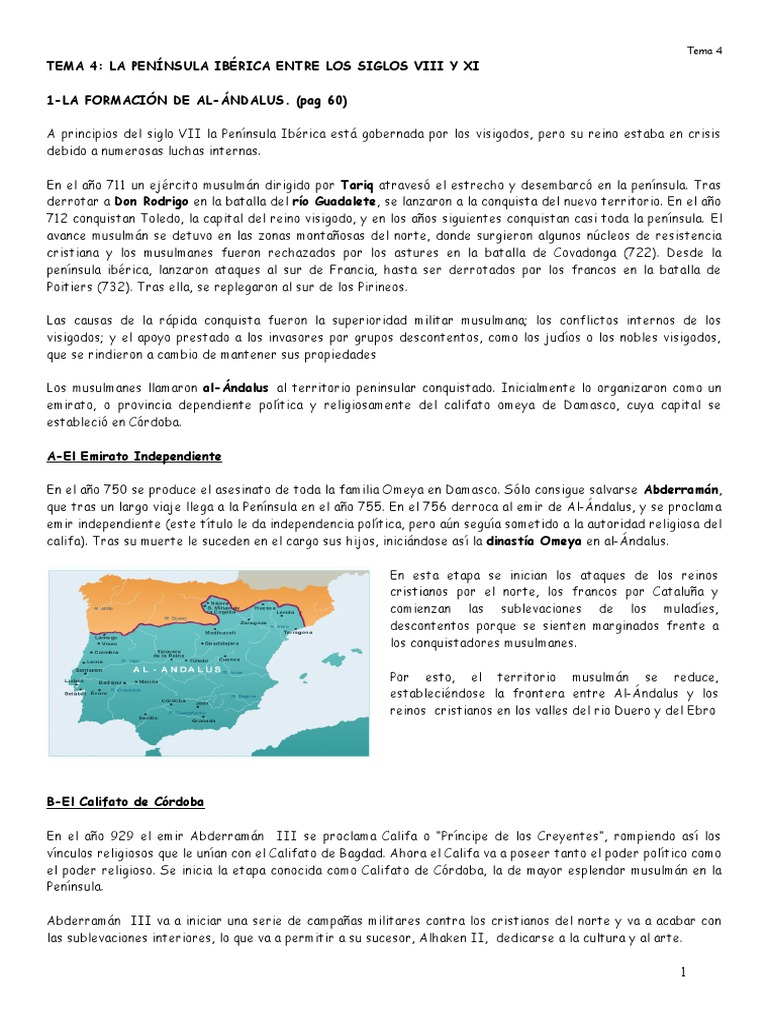 Tema 4 Peninsula Iberica Siglo Viii | PDF | Al Andalus | Corán