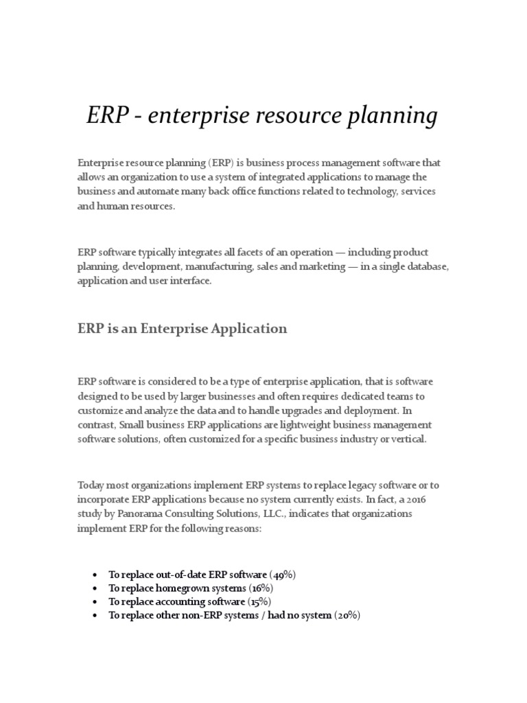 Enterprise Resource Planning | PDF | Enterprise Resource Planning | Information Technology