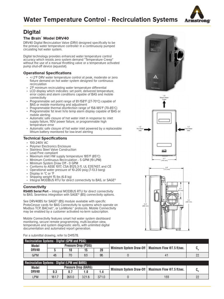Brain DRV 40 | PDF | Water Heating | Valve