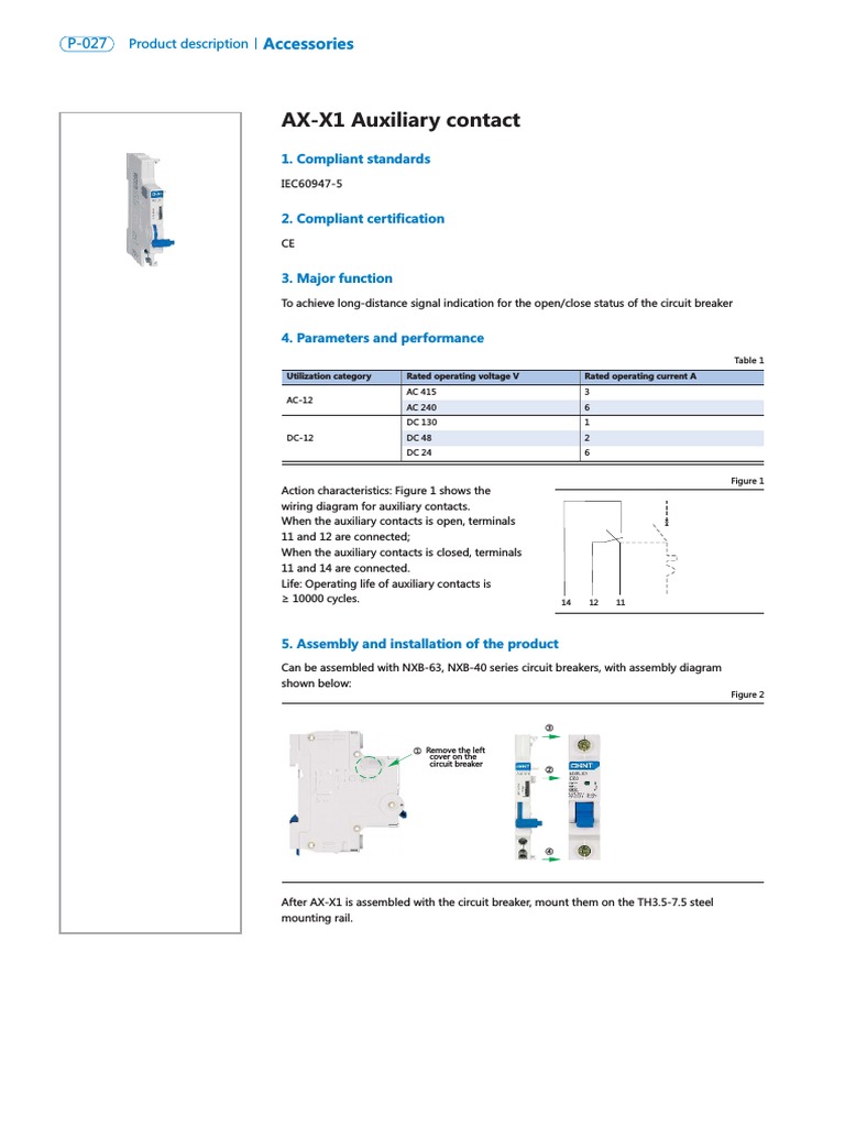 AX-X1 Auxiliary Contact: Accessories | PDF | Direct Current ...