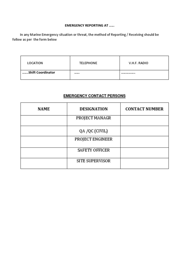 Emergency Reporting Procedures | PDF