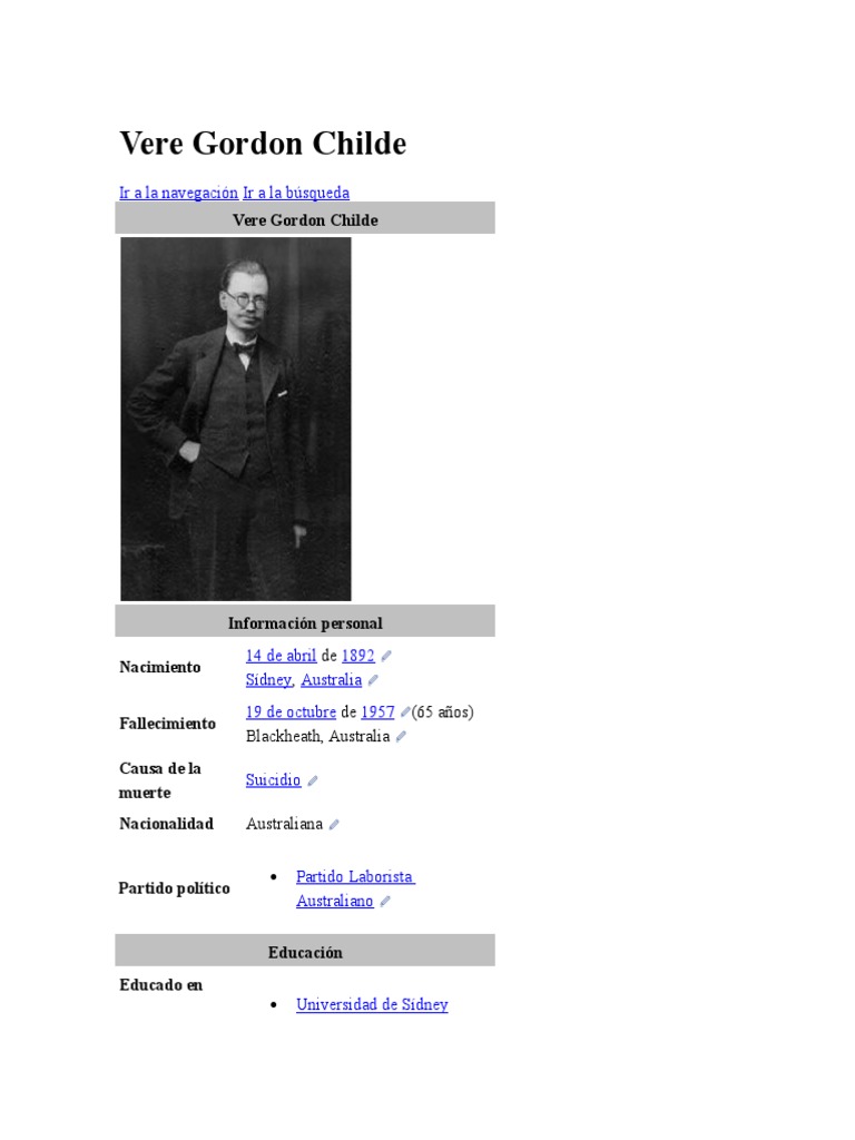 Vere Gordon Childe | PDF | Arqueología | Antropología