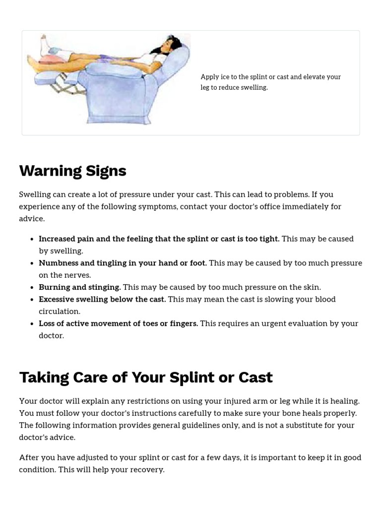 Cast and Splint Care Guidelines | PDF | Diseases And Disorders ...