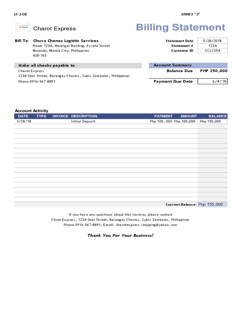 Billing Statement Sample | PDF