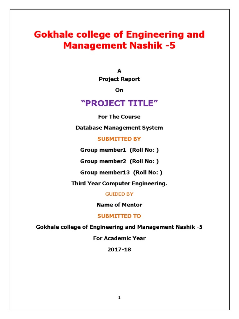 Gokhale College of Engineering and Management Nashik - 5: "Project ...