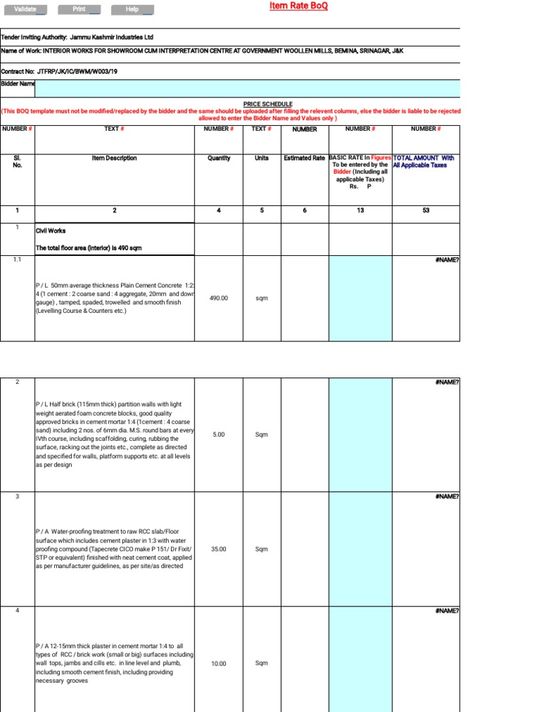 BOQ Downloaded From Jktenders PDF | PDF | Plywood | Flooring