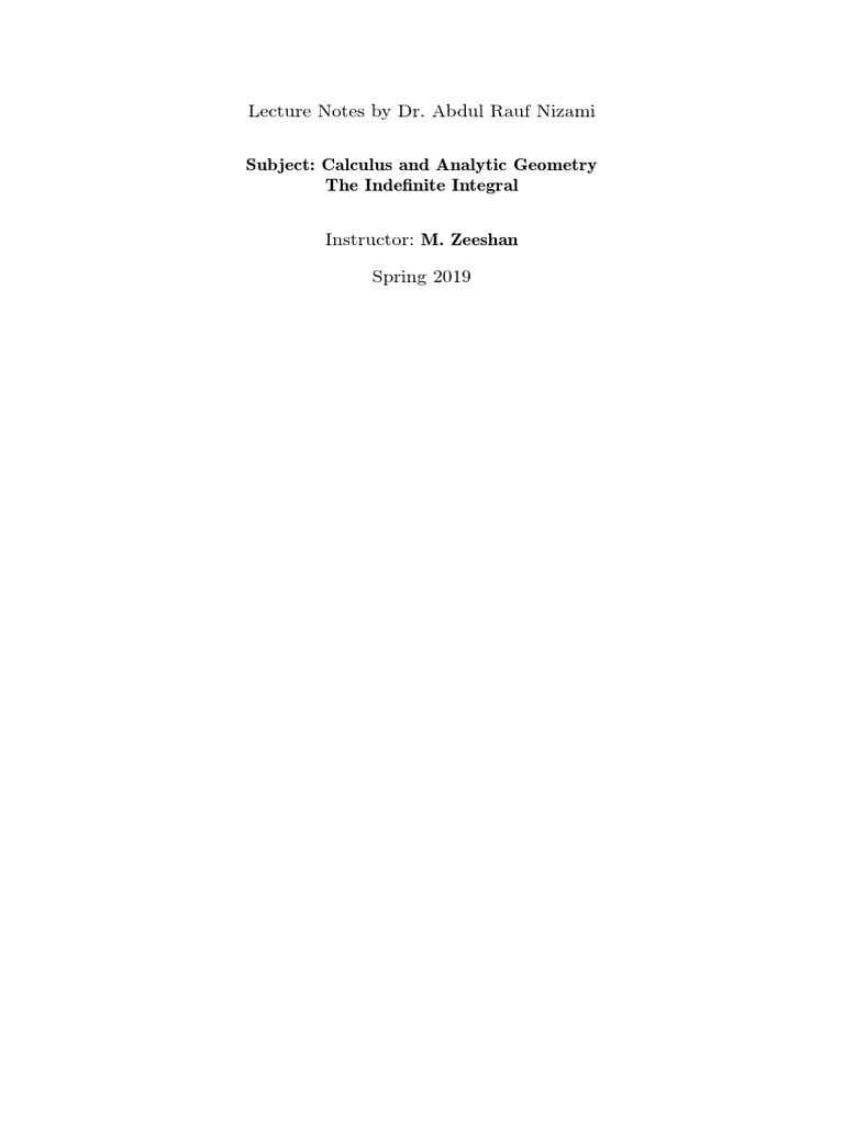 Calculus: Indefinite Integrals Guide | PDF | Integral | Slope