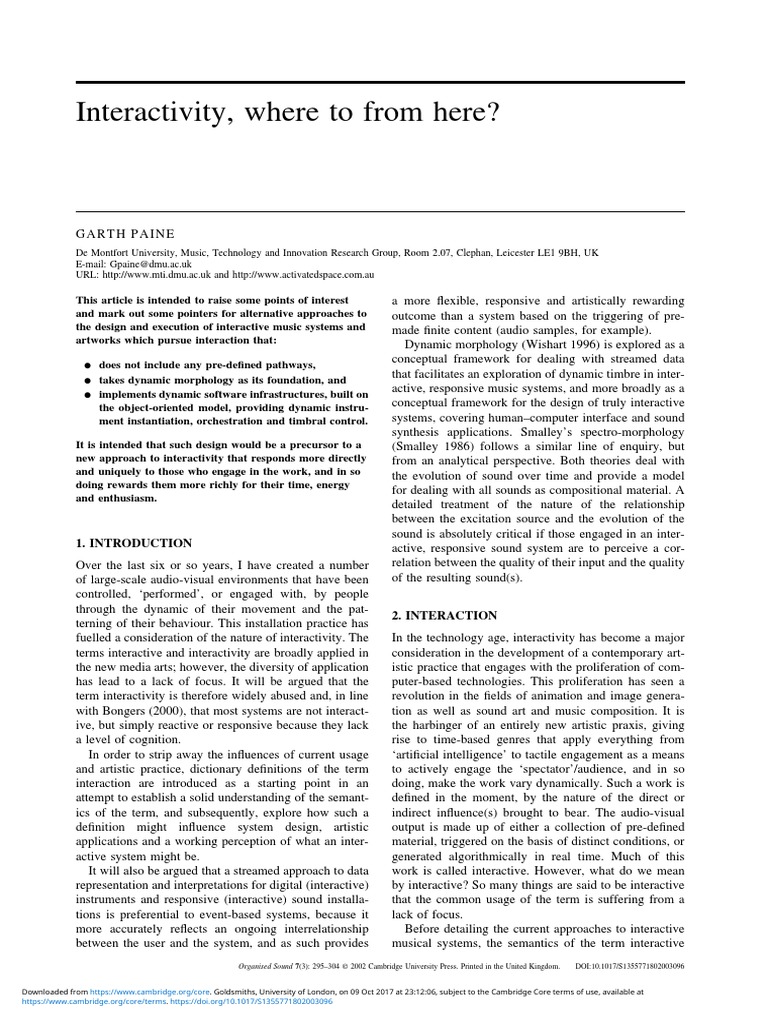 Interactivity Where To From Here | PDF | Interactivity | Information