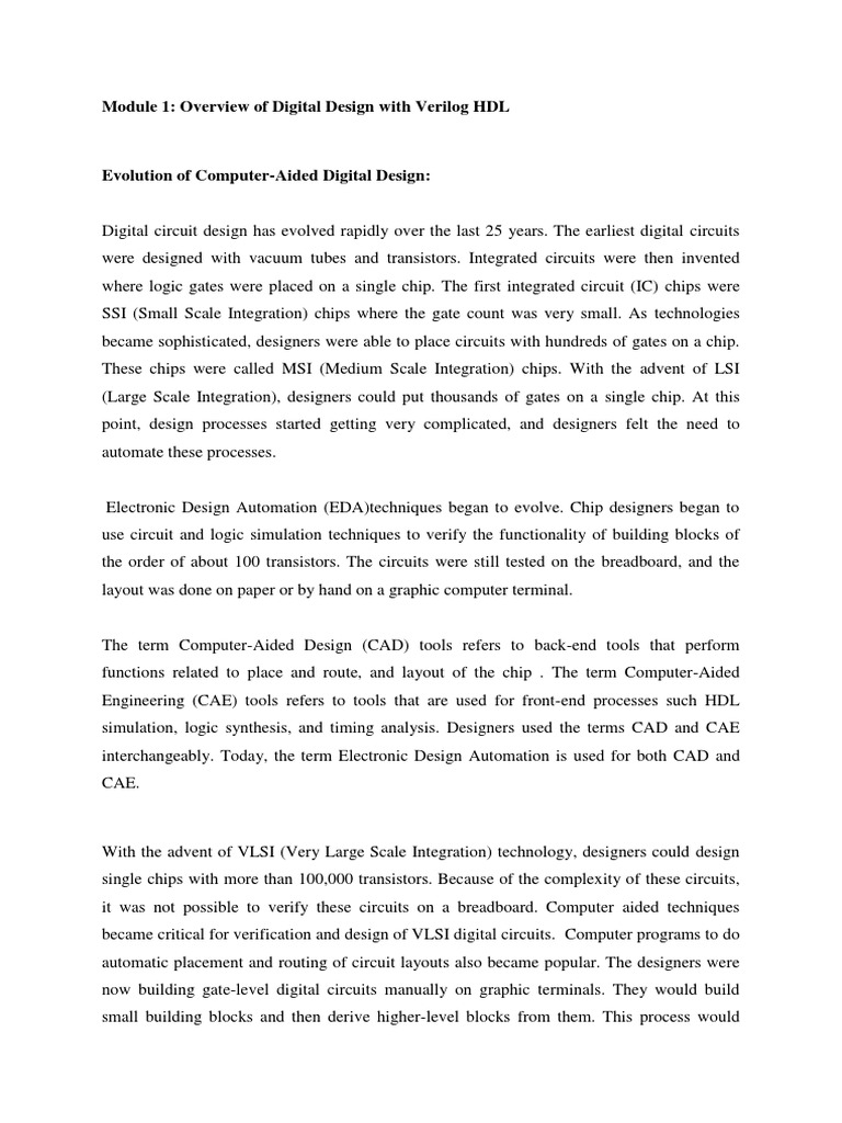 Module 1: Overview of Digital Design With Verilog HDL | PDF | Hardware Description Language ...