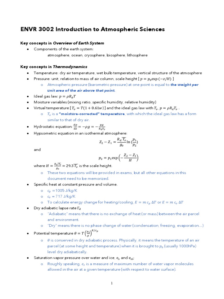Introduction To Atmospheric Science - Key Concepts Long Version | PDF ...