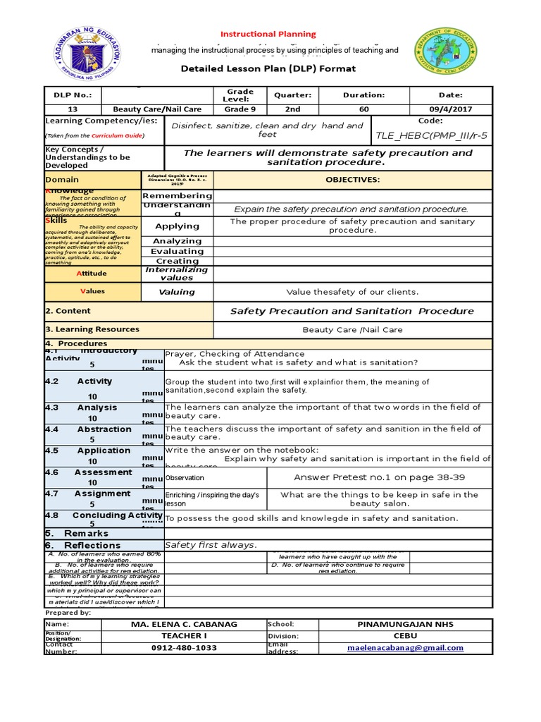 Detailed Lesson Plan (DLP) Format: Learning Competency/ies: Code ...