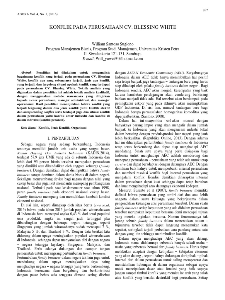 ID Konflik Pada Perusahaan CV Blessing White | PDF