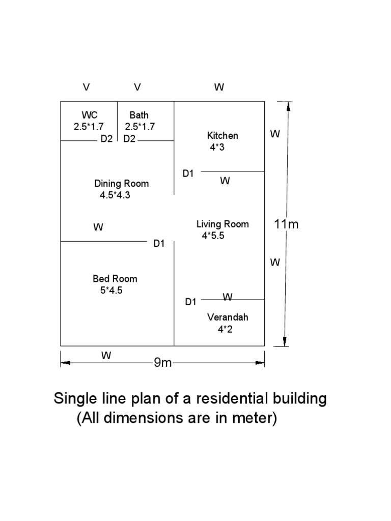 Single Line Residential Floor Plan | PDF