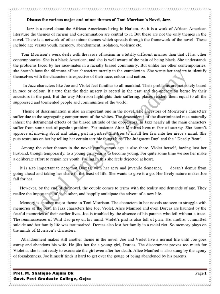 Major and Minor Themes | PDF | Racism | Discrimination & Race Relations