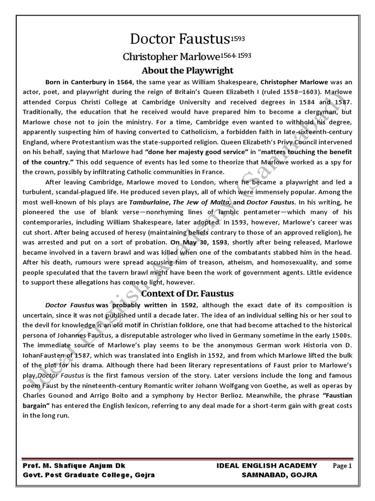 DR Faustus | PDF | Faust | Christopher Marlowe