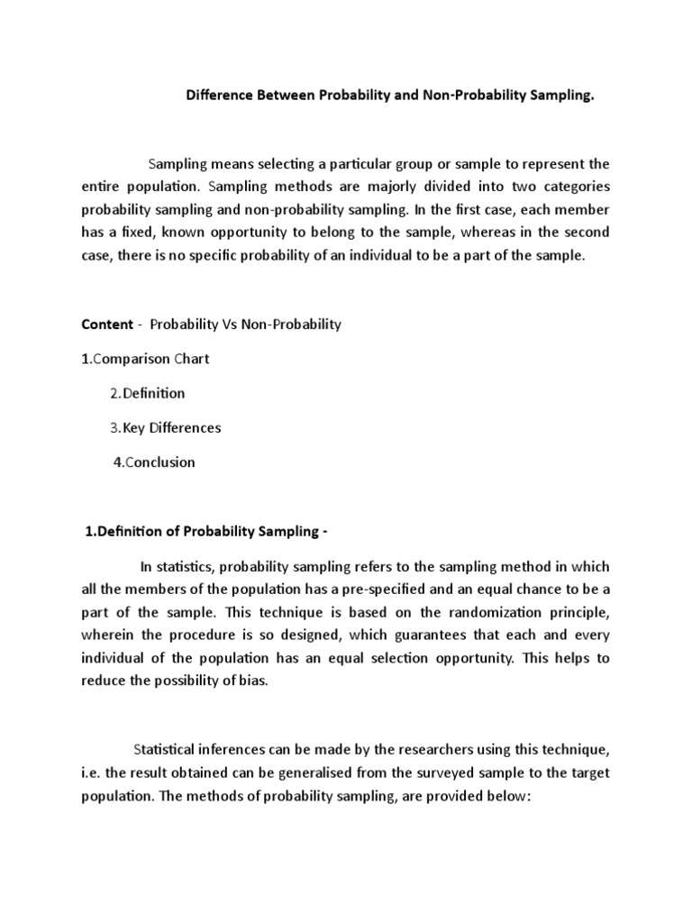 Content - Probability Vs Non-Probability | PDF | Sampling (Statistics ...