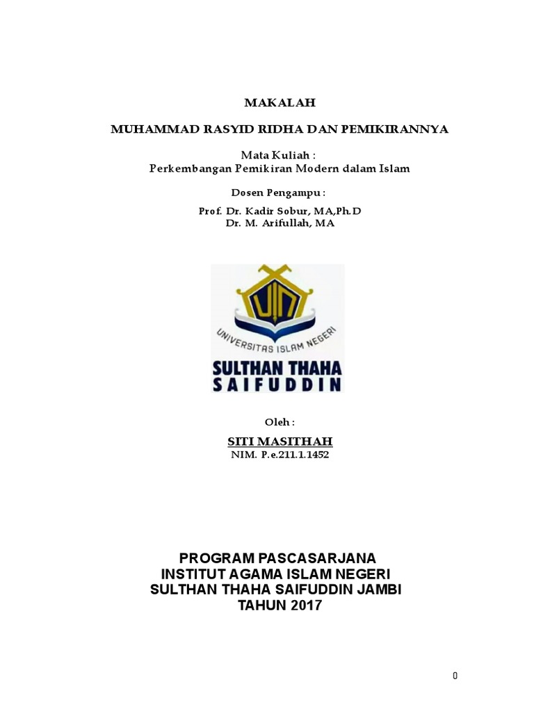 Sejarah Dan Pemikiran Rasyid Ridha | PDF