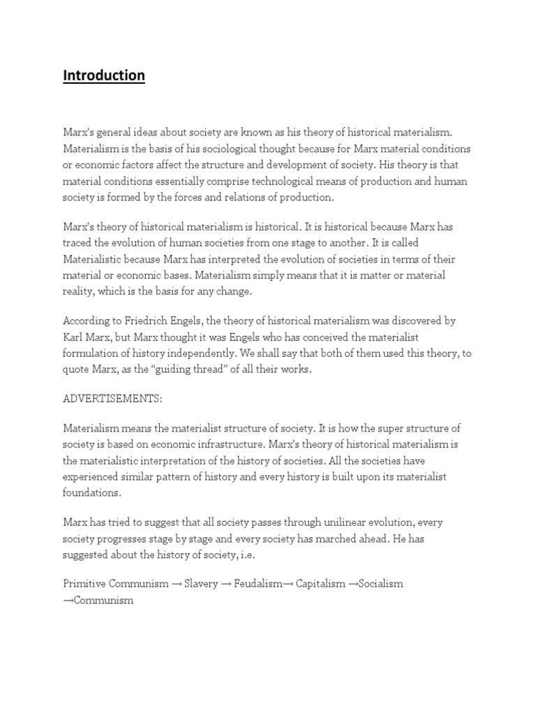 Marx - Historical Materialism | PDF | Karl Marx | Capitalism