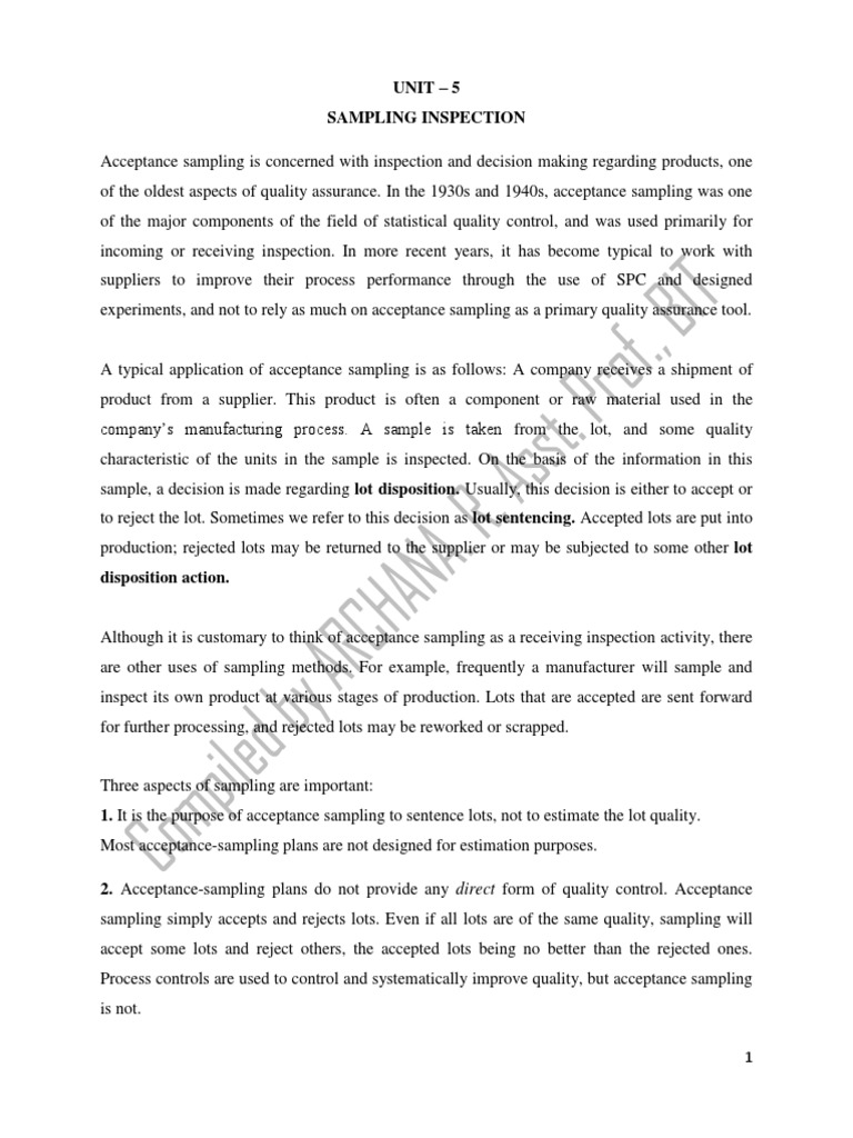 Module 4 - Sampling Inspection | PDF | Sampling (Statistics) | Quality ...