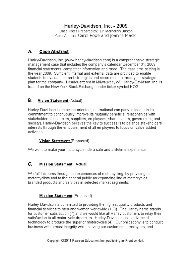 Harley Davidson (Strategic Management Analysis) PDF | PDF | Harley ...