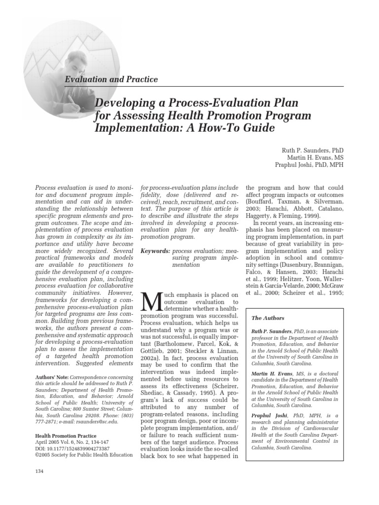 Developing A Process-Evaluation Plan For Assessing Health Promotion ...
