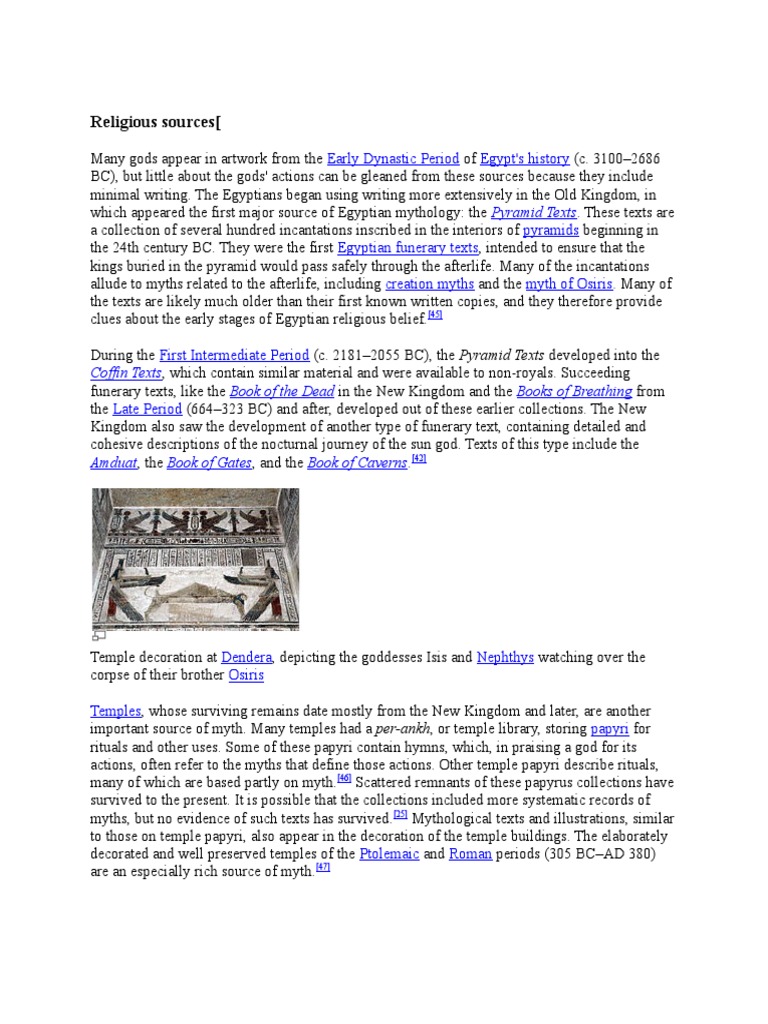 Religious Sources (: Early Dynastic Period Egypt's History | PDF ...