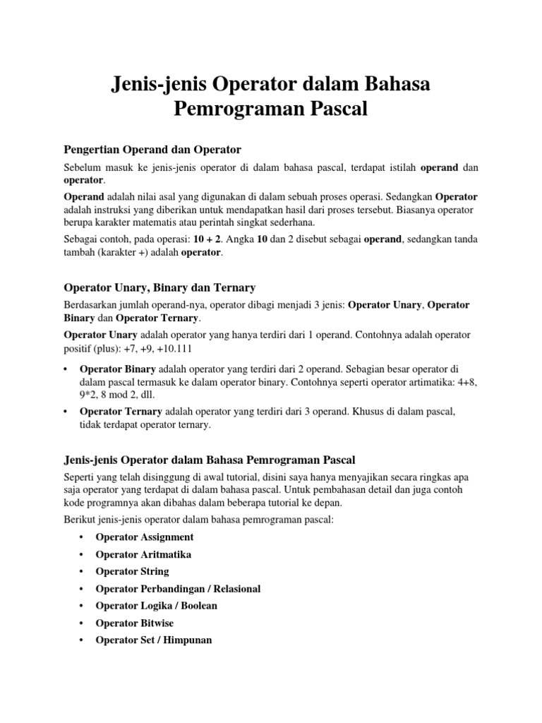 Operator Dan Aritmatika | PDF