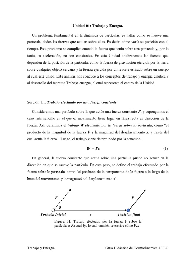 Trabajo y Energía en Dinámica de Partículas | PDF | Fuerza | Movimiento ...
