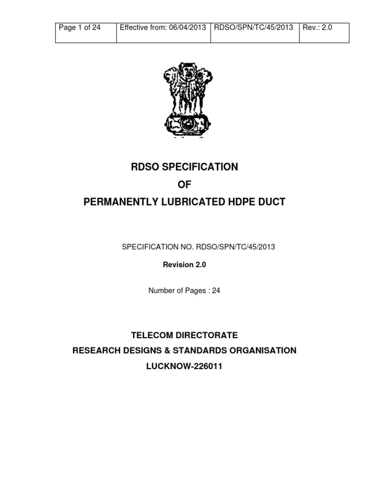 Rdso SPN TC 45 2013 Rev-2.0 - Hdpe Duct | PDF | Differential Scanning ...