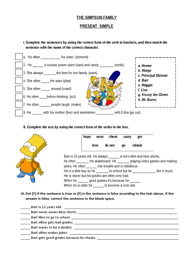 6e The Simpsons Present Simple | PDF | Bart Simpson | Fox Network Shows